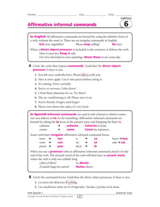 Cw 03182013-imperativo handout | PDF
