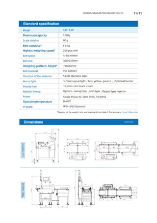 CW-1.2K Dynamic Checkweigher User manual | PDF