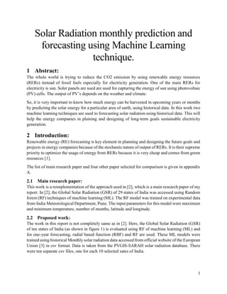 Solar Radiation monthly prediction and forecasting using Machine Learning technique | PDF