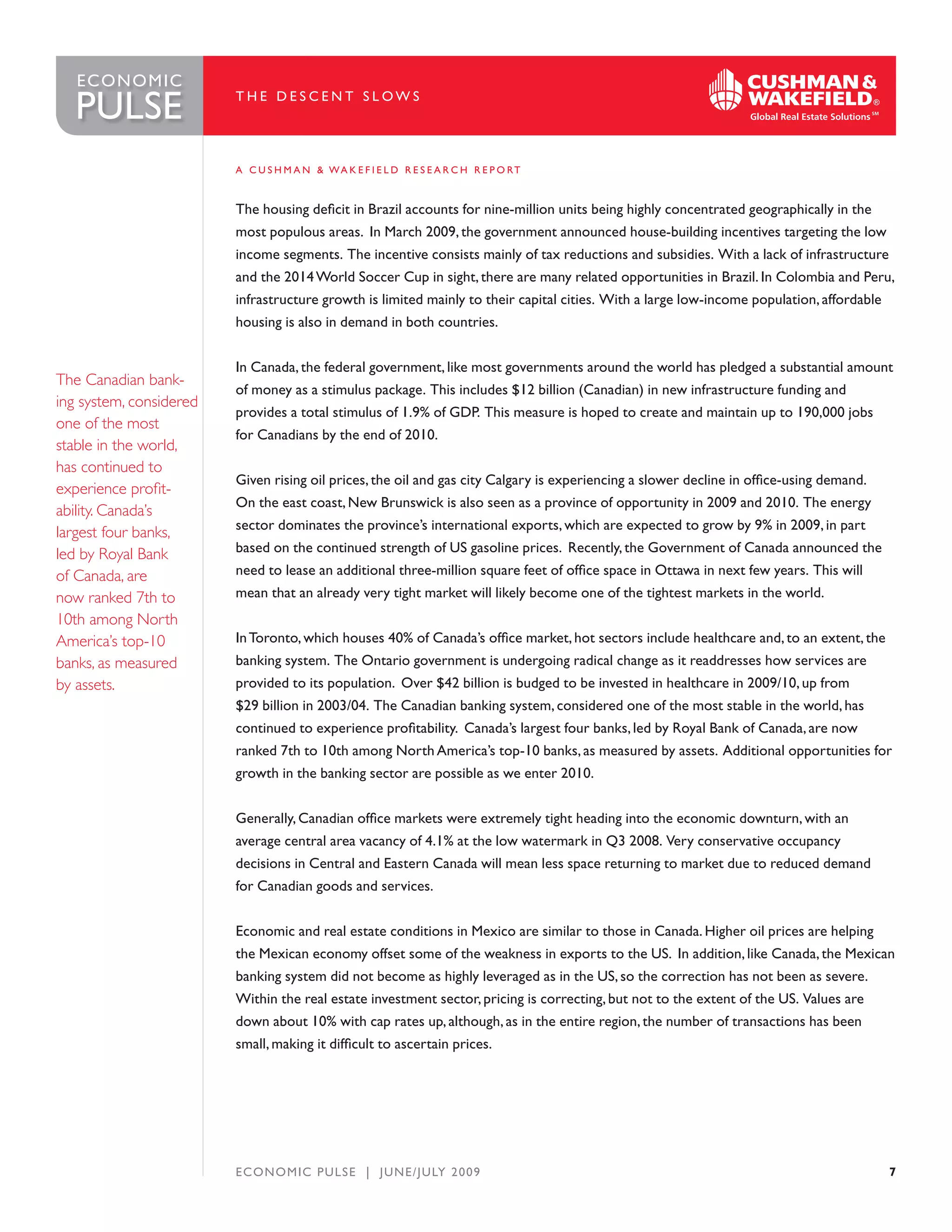 Cushman & Wakefield Economic Pusle 2009 | PDF