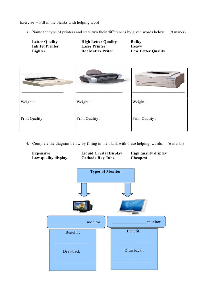 Output Devices In-Class Worksheet (Easy)