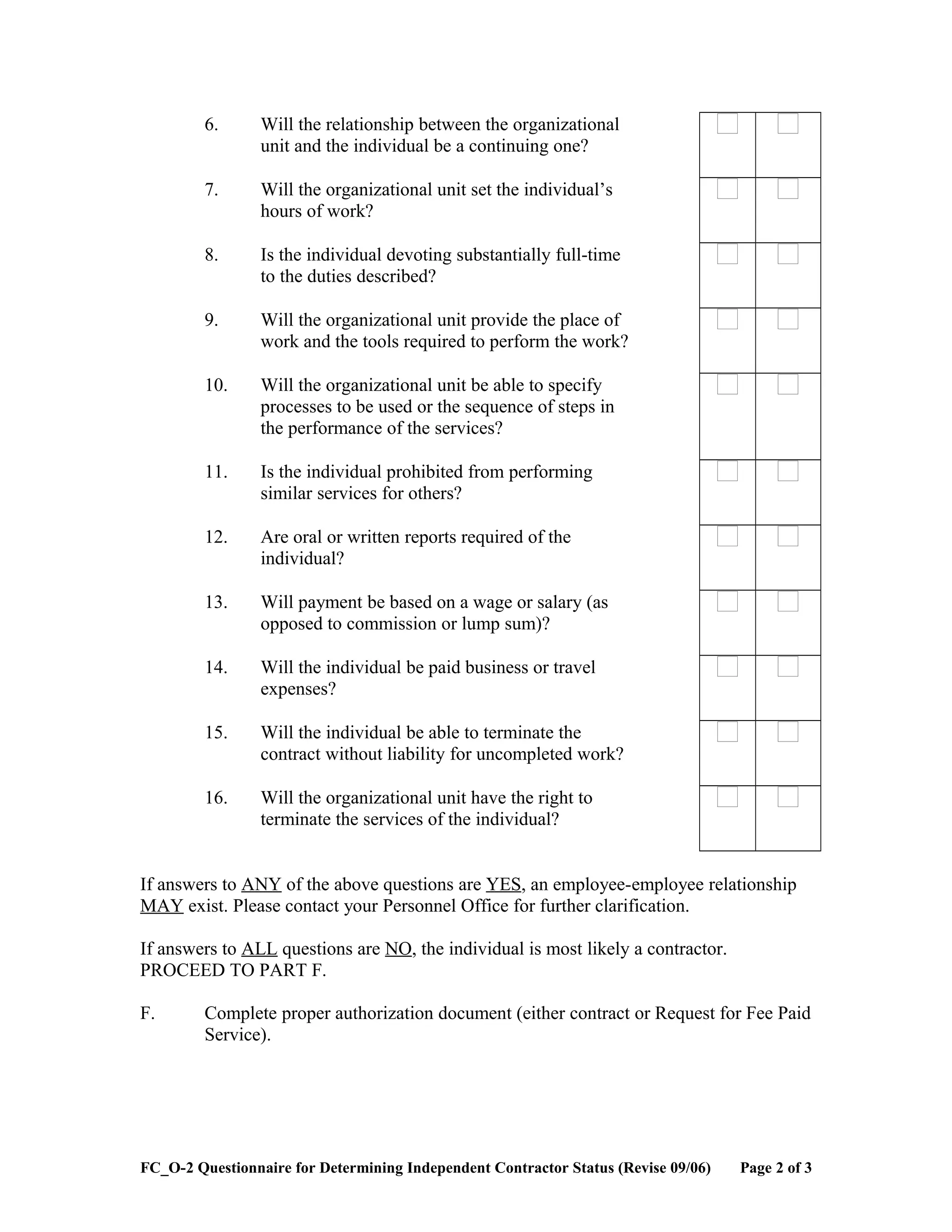 Cw 0 2 questionnaire for determining independent contractor status | PDF
