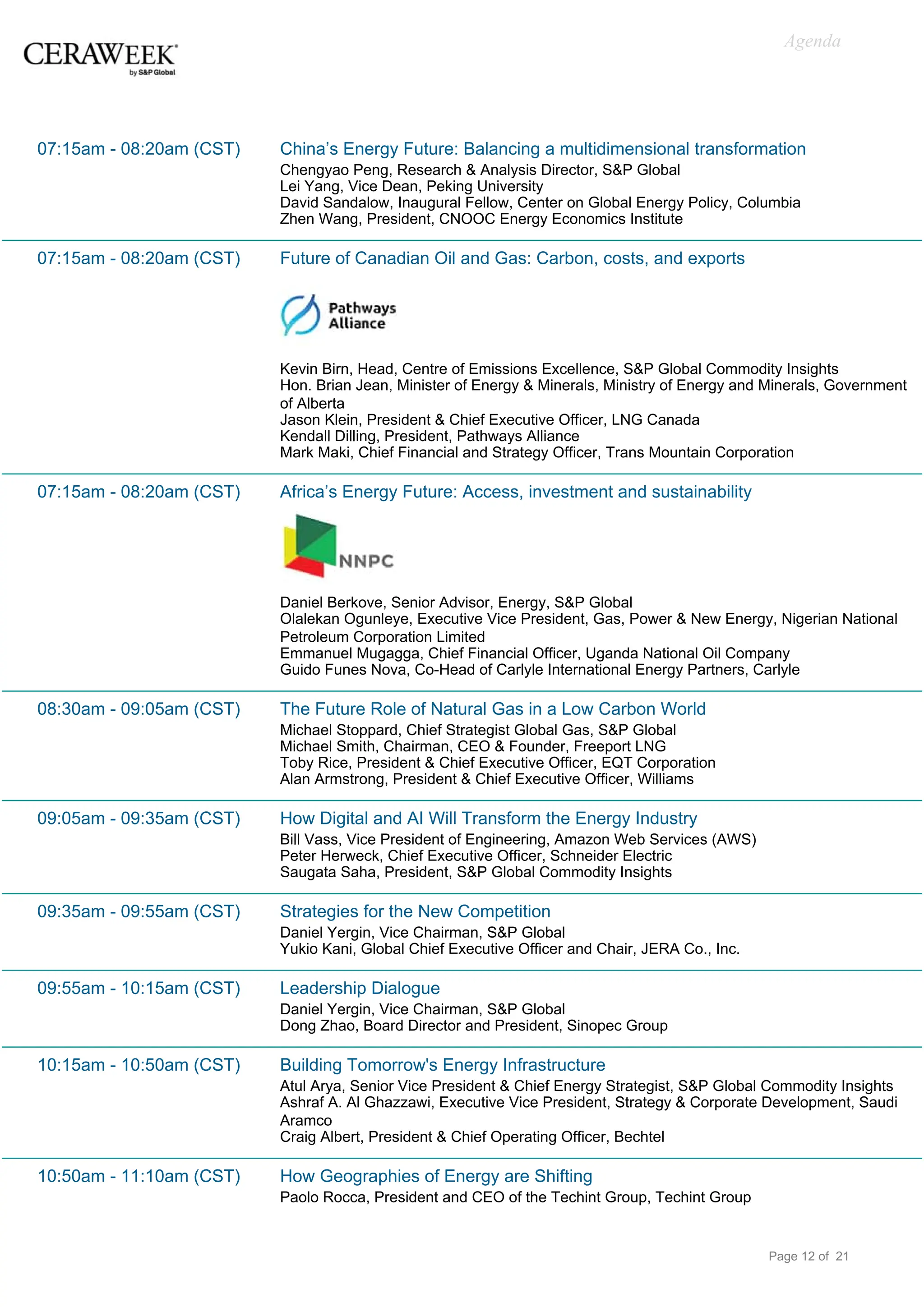 CeraWeek 2024 - Executive conference agenda | PDF