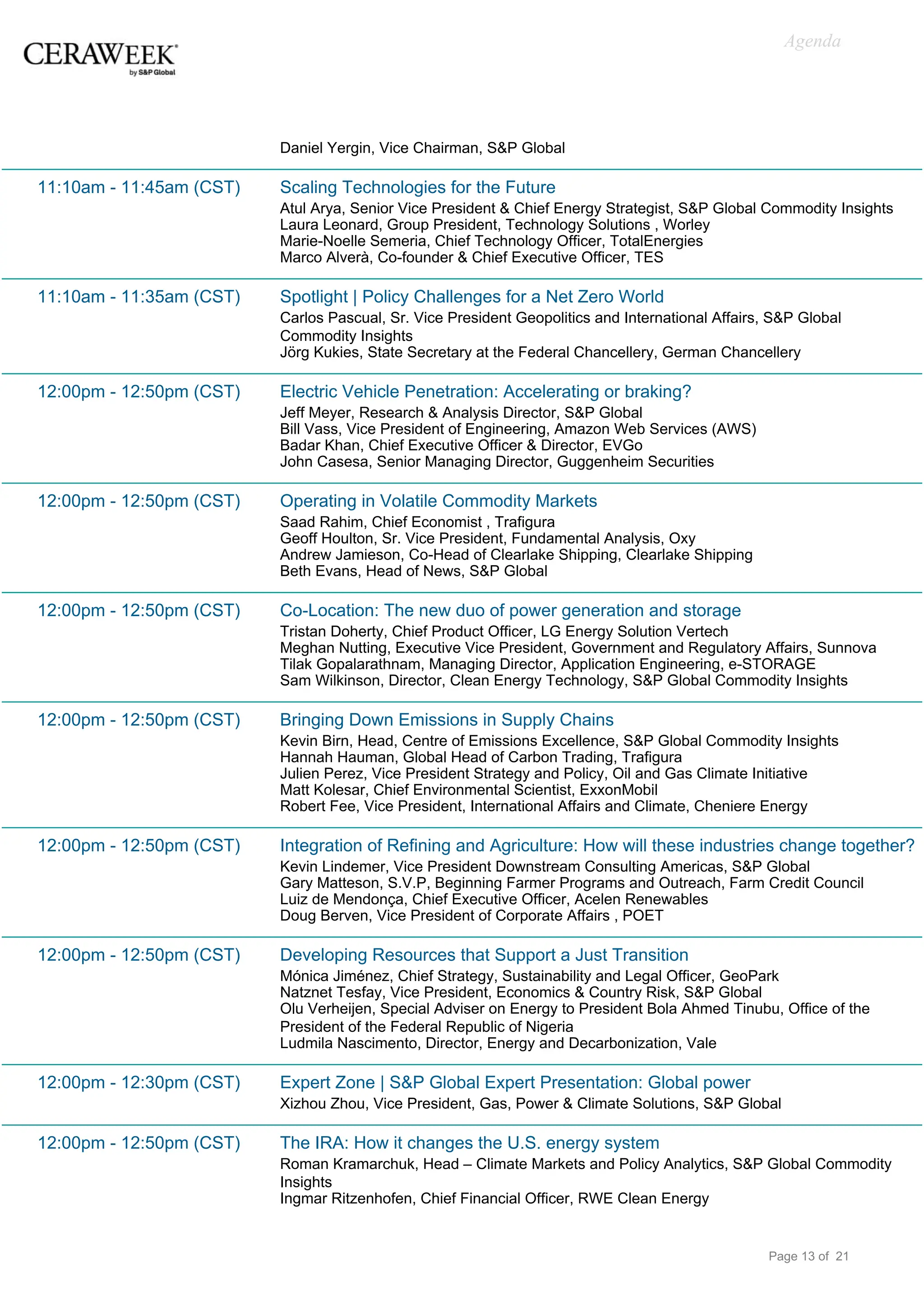 CeraWeek 2024 - Executive conference agenda | PDF