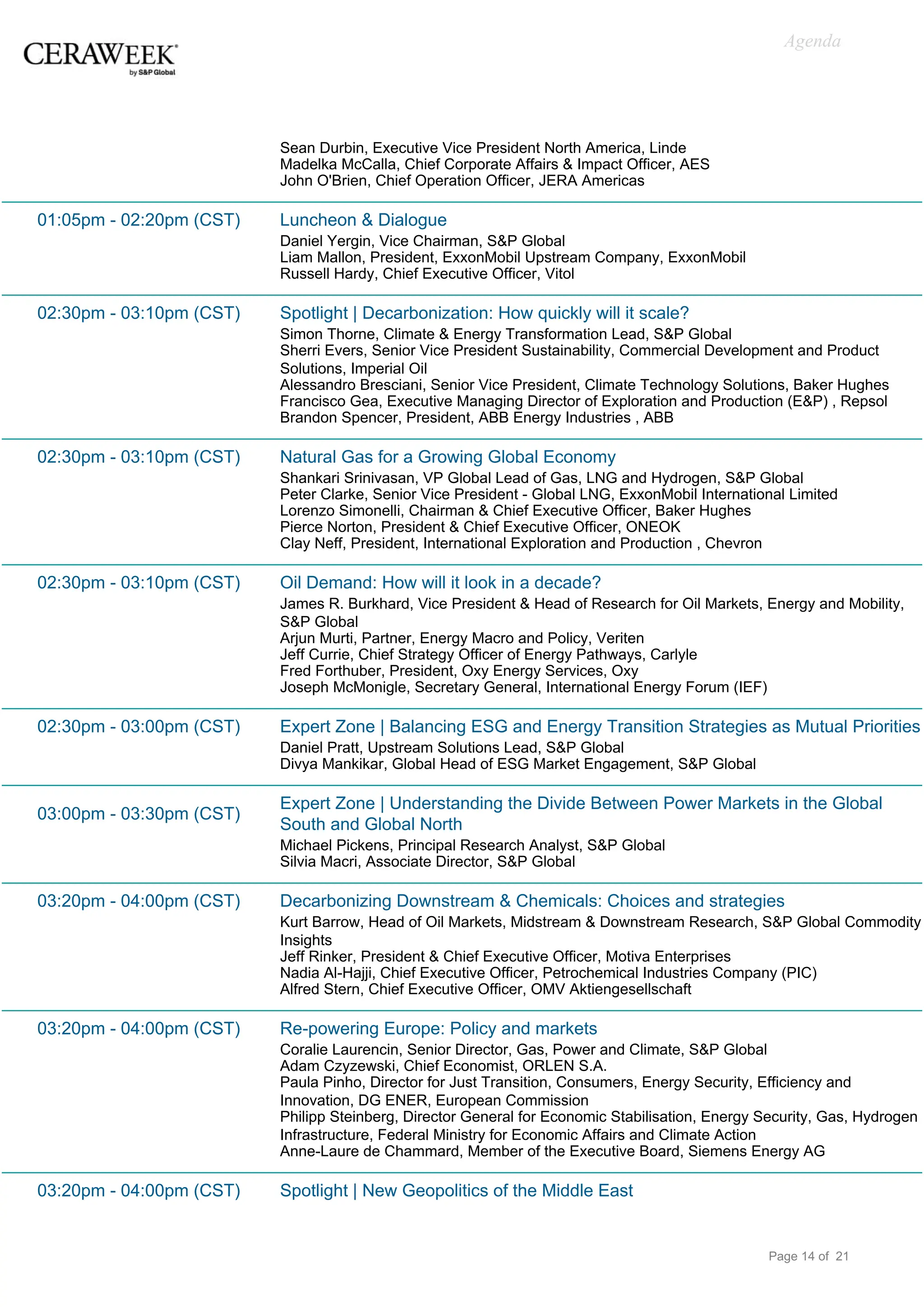 CeraWeek 2024 - Executive conference agenda | PDF