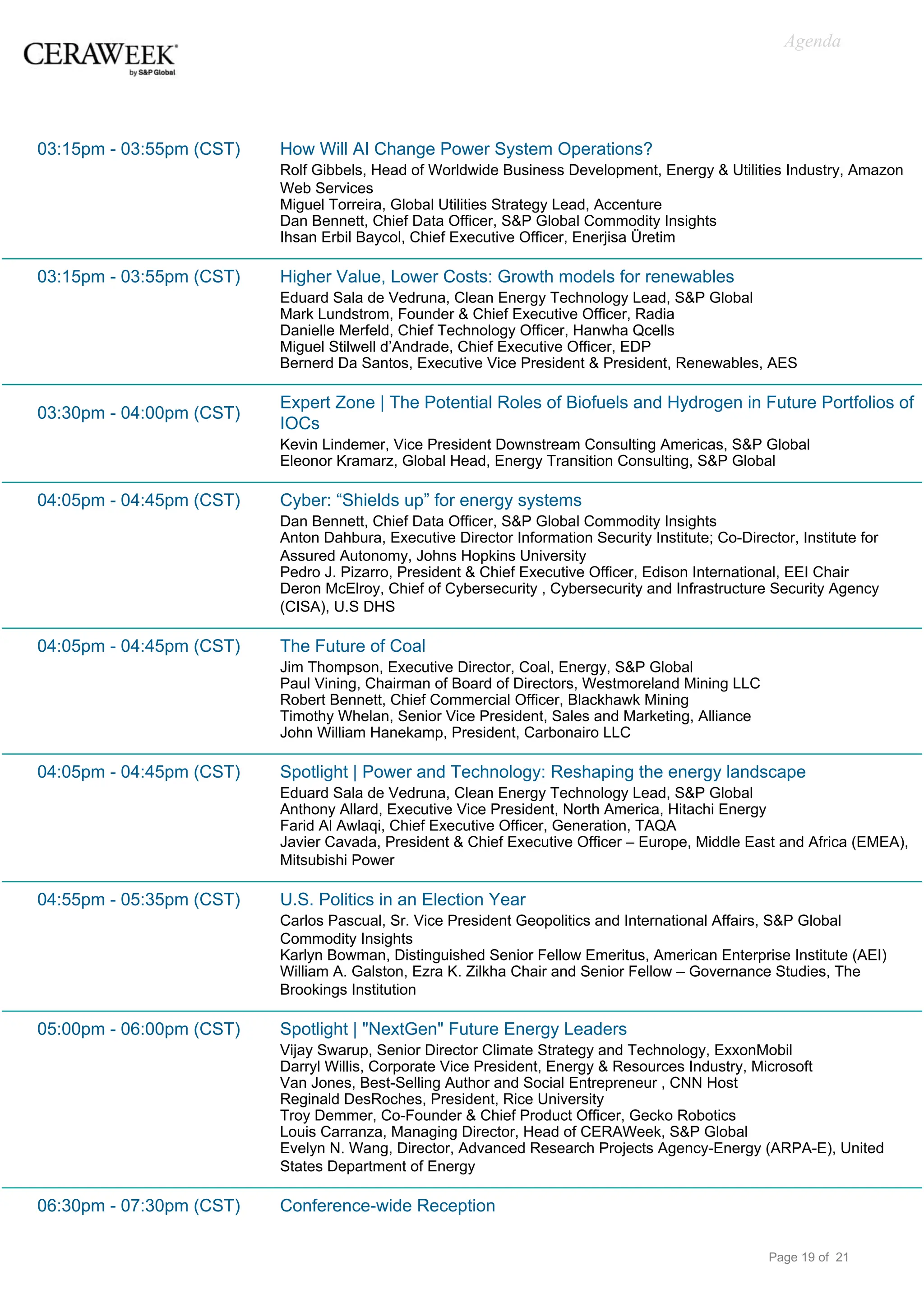 CeraWeek 2024 - Executive conference agenda | PDF