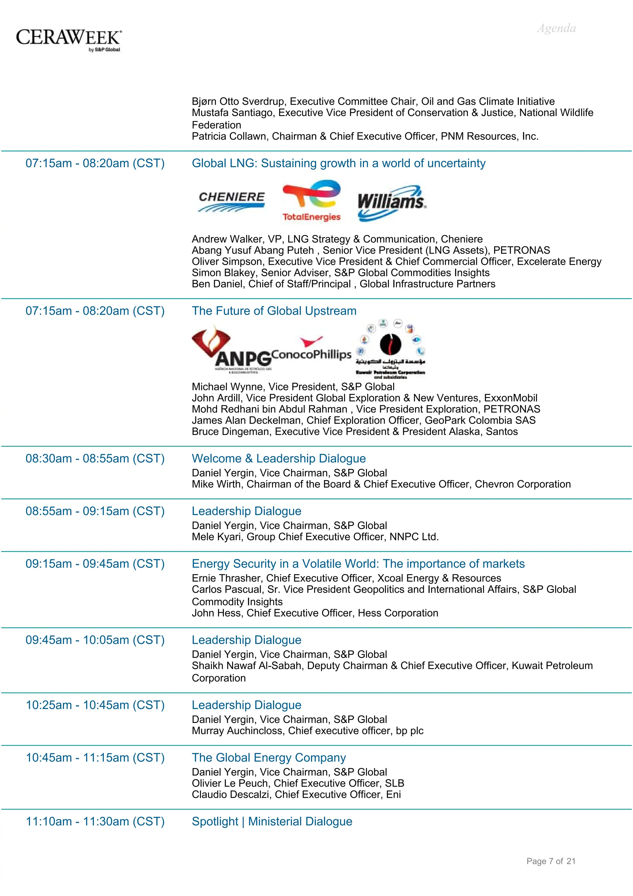 CeraWeek 2024 - Executive conference agenda | PDF