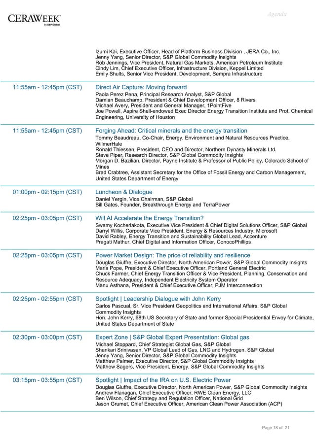 CeraWeek 2024 - Executive conference agenda | PDF