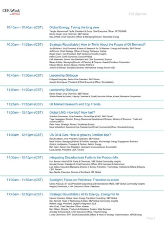 CeraWeek Executive Conference - Agenda of the Conference | PDF