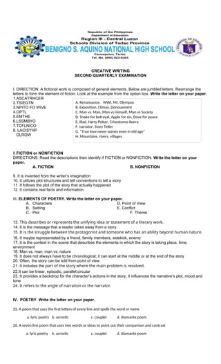 handouts in creative writing among senior high school | DOCX