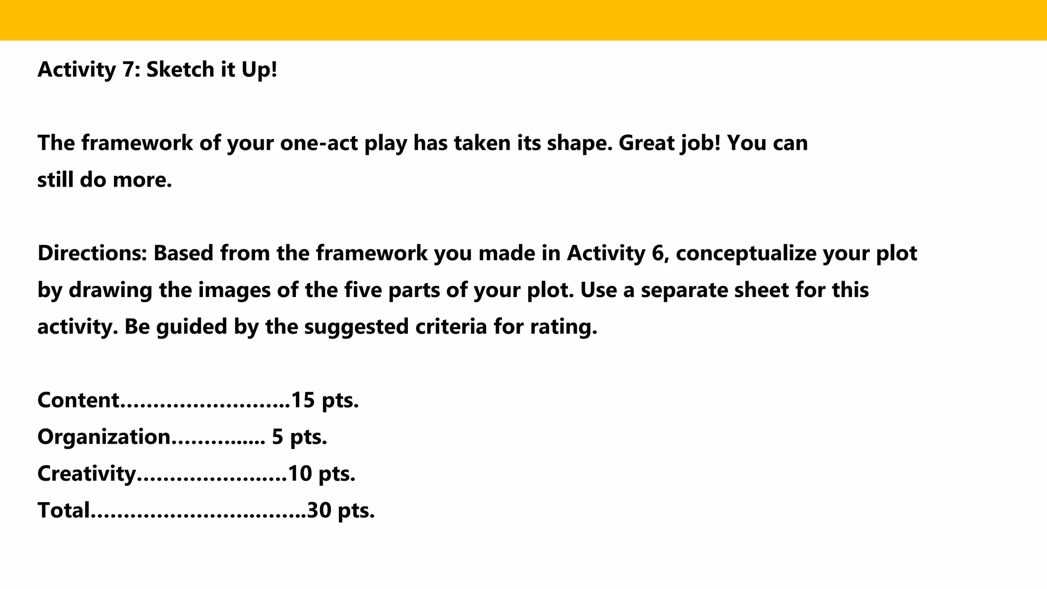 Creative Writing - Conceptualizing Character, Setting, and Plot for One-Act Play | PPTX