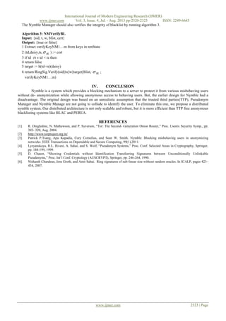 A Novel Method for Blocking Misbehaving Users over Anonymizing Networks | PDF