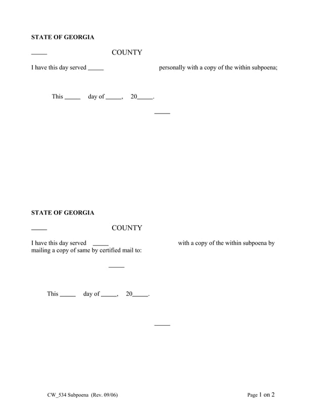 Cw 534 subpoena form instructions | PDF