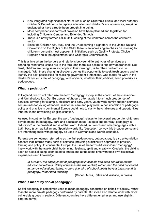 Cwc Handout2 Pedagogy Paper | PDF | Daycare and Pre-School | Parenting