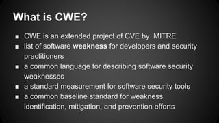 Introduction to Common Weakness Enumeration (CWE) | PPT