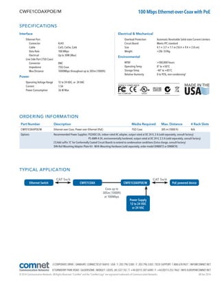 ComNet CWFE1COAXPOEM Data Sheet | PDF | Computer Networking | Computing