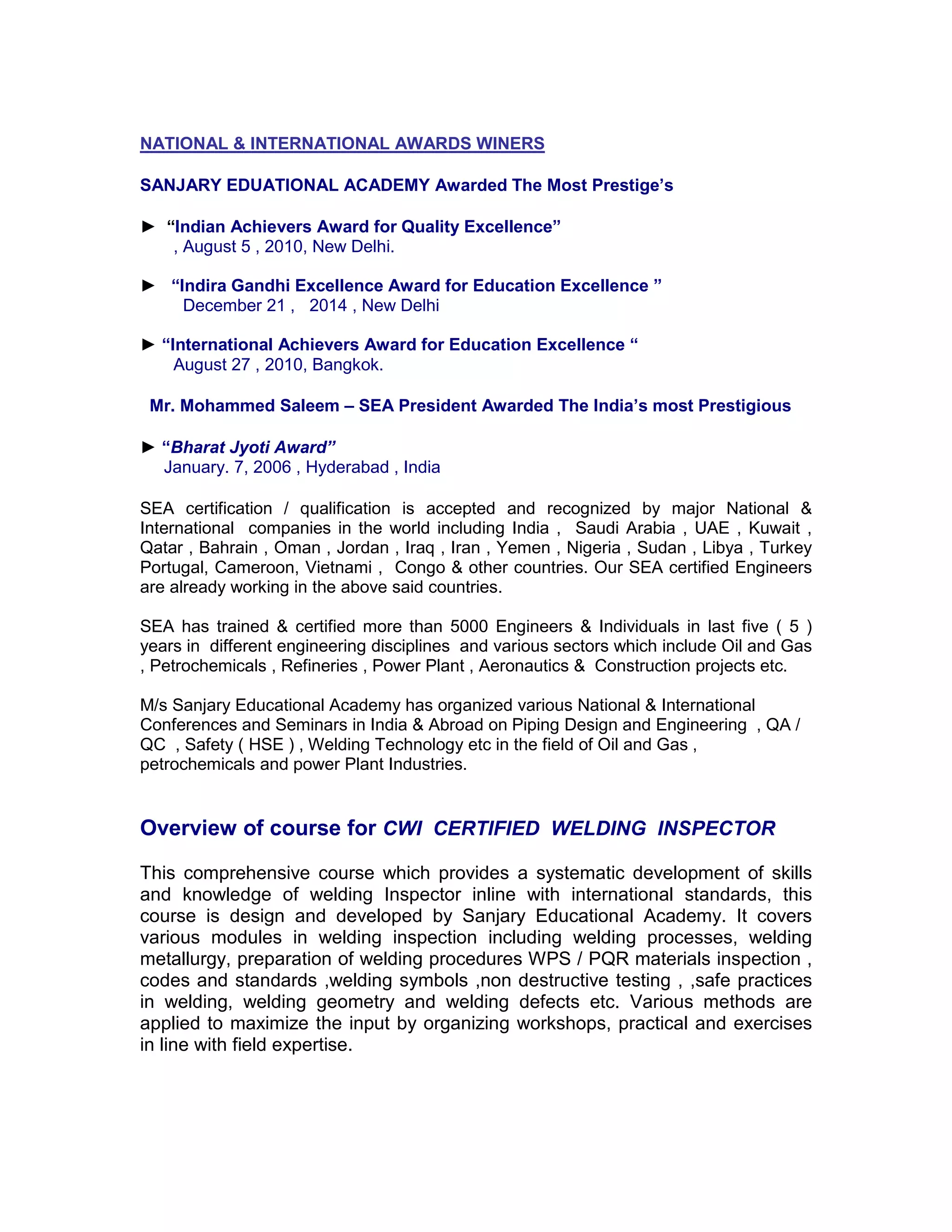 CWI Certified Welding Inspector course | PDF