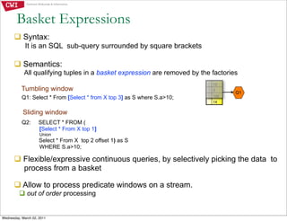 MonetDB/DataCell - Exploiting the Power of Relational Databases for Efficient Stream Processing ...