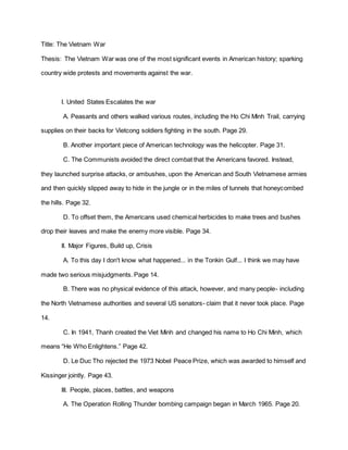Vietnam Research Paper Outline | DOCX