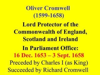 Oliver Cromwell and British History | PPT