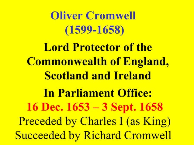 Oliver Cromwell and British History | PPT
