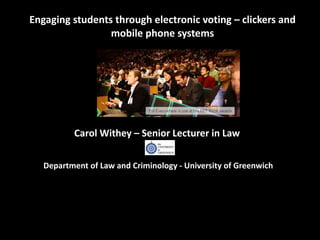 Engaging students through electronic voting - clickers and mobile phone ...