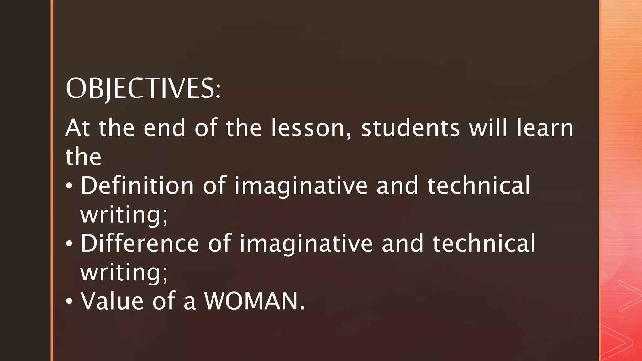 Imaginative vs. Technical Writing | PPTX