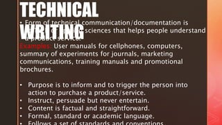 Imaginative vs. Technical Writing | PPTX