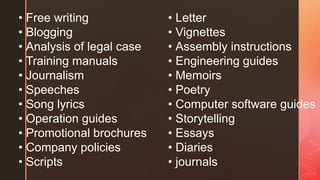 Imaginative vs. Technical Writing | PPTX