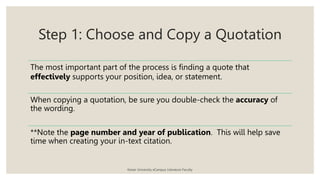 KU eCampus - CWL Using Direct Quotations | PPTX