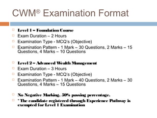 CWM certification & AAFM India Orientation | PPT