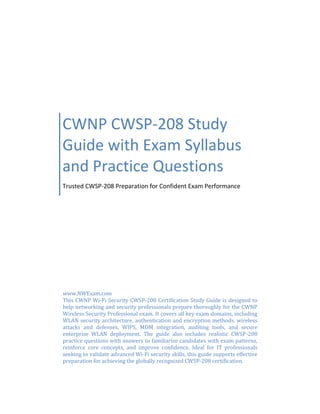 CWNP CWSP-208 Study Guide with Exam Syllabus and Practice Questions | PDF