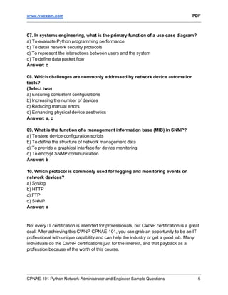 CWNP Python Network Administrator and Engineer CPNAE-101 Certification ...