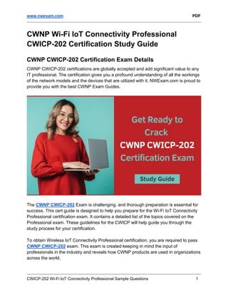 CWNP Wi-Fi IoT Connectivity Professional CWICP-202 Certification Study ...