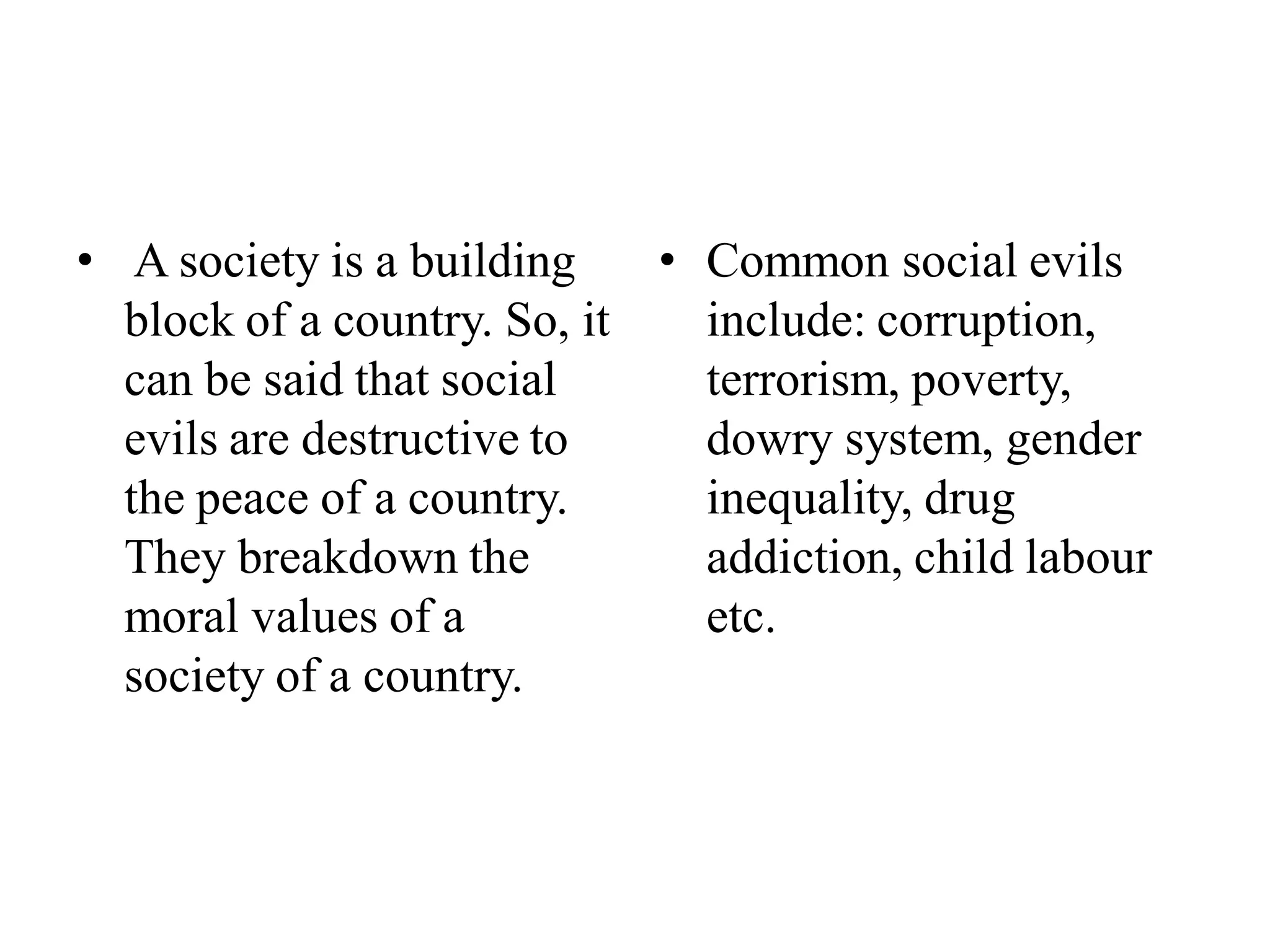 Social Evils - Presentation Slides - By Rehan Butt | PDF