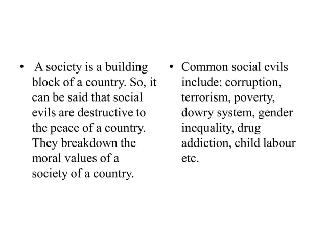Social Evils - Presentation Slides - By Rehan Butt | PDF