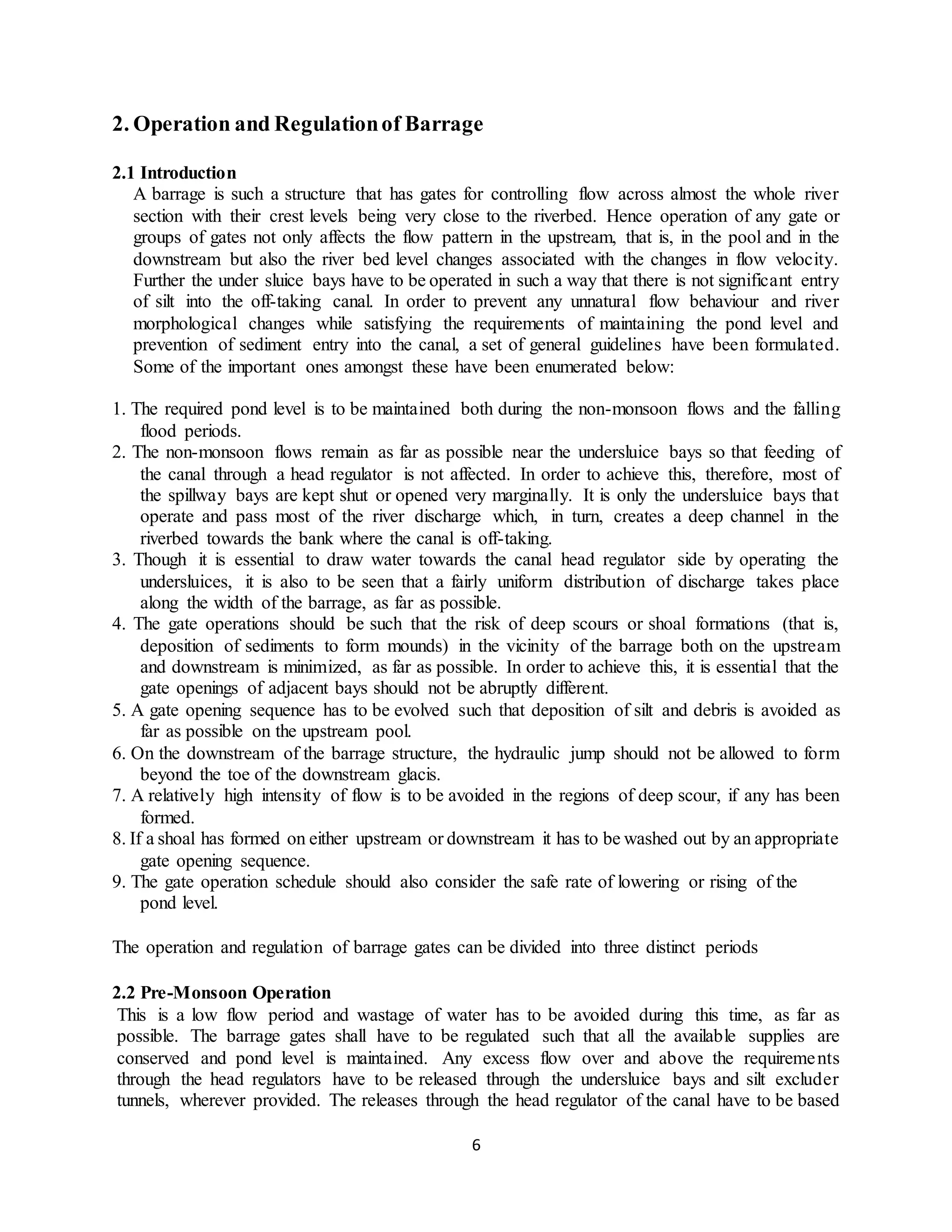 Barrage Gate Operation Rules and Silt Control Devices Report | DOCX