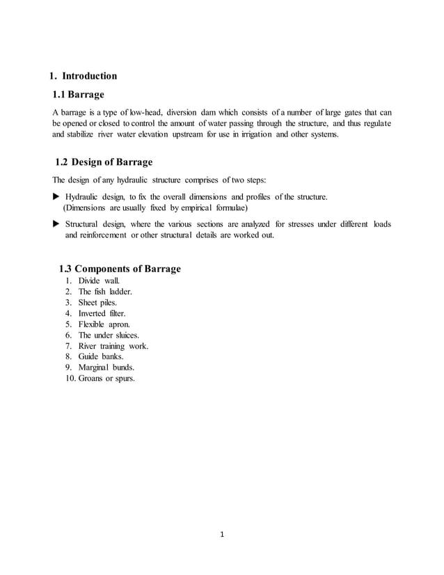 Barrage Gate Operation Rules and Silt Control Devices Report | DOCX ...