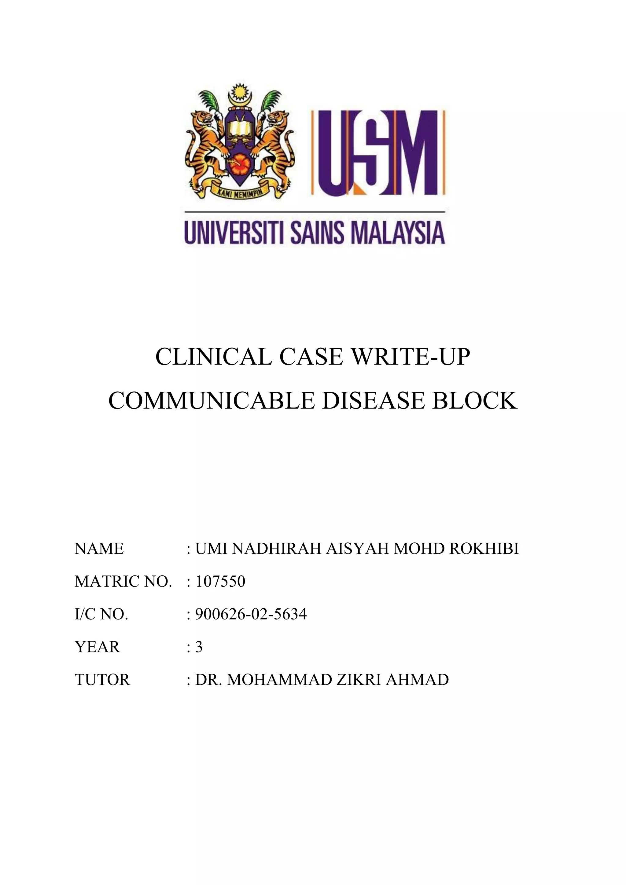 Clinical Case Write Up Sample | DOCX