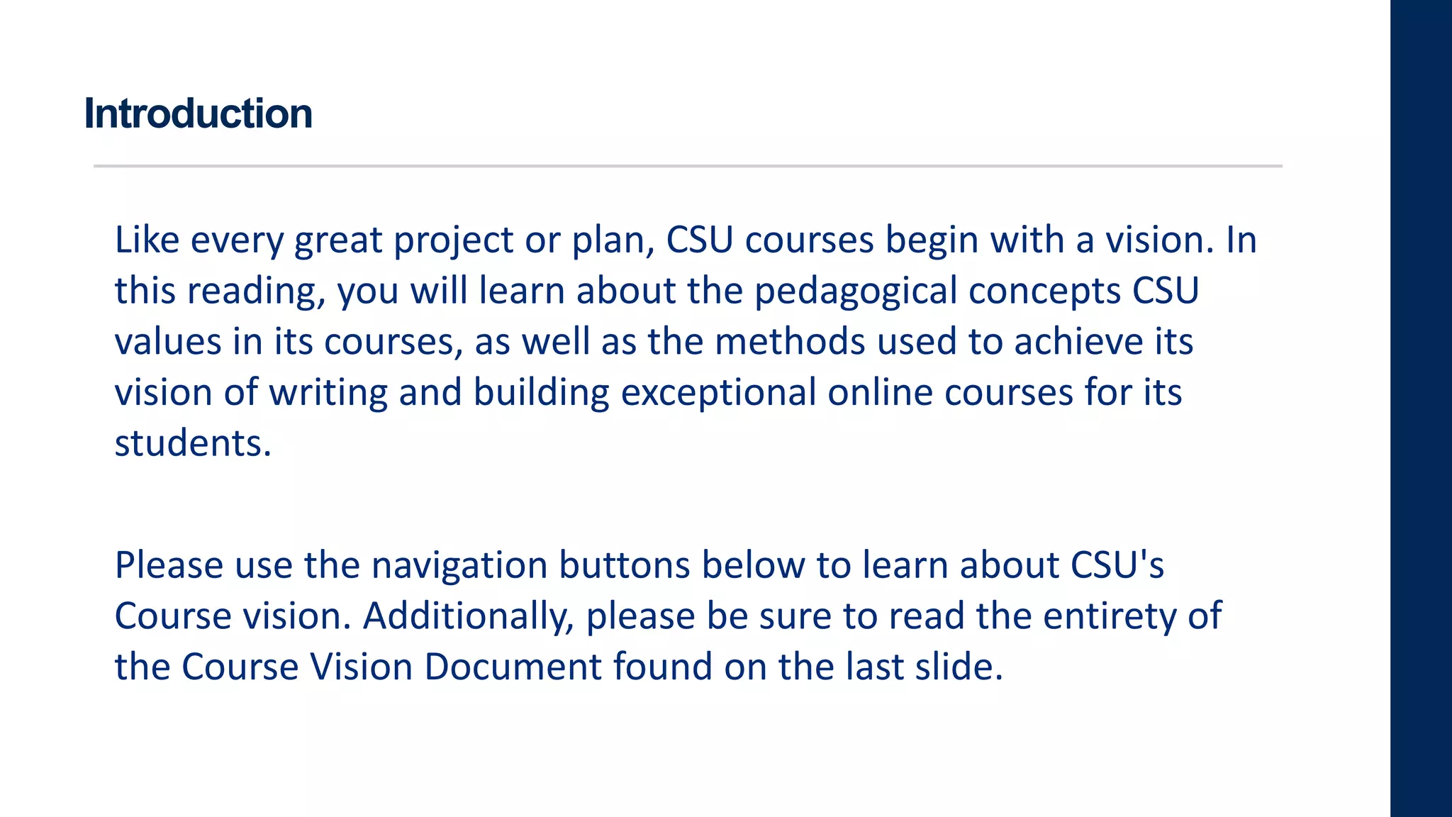 CW Reading 2.2 Course vision | PPT