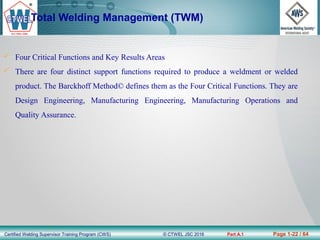 Cws a.1 - management systems for the welding supervisor - le huy cam | PPT