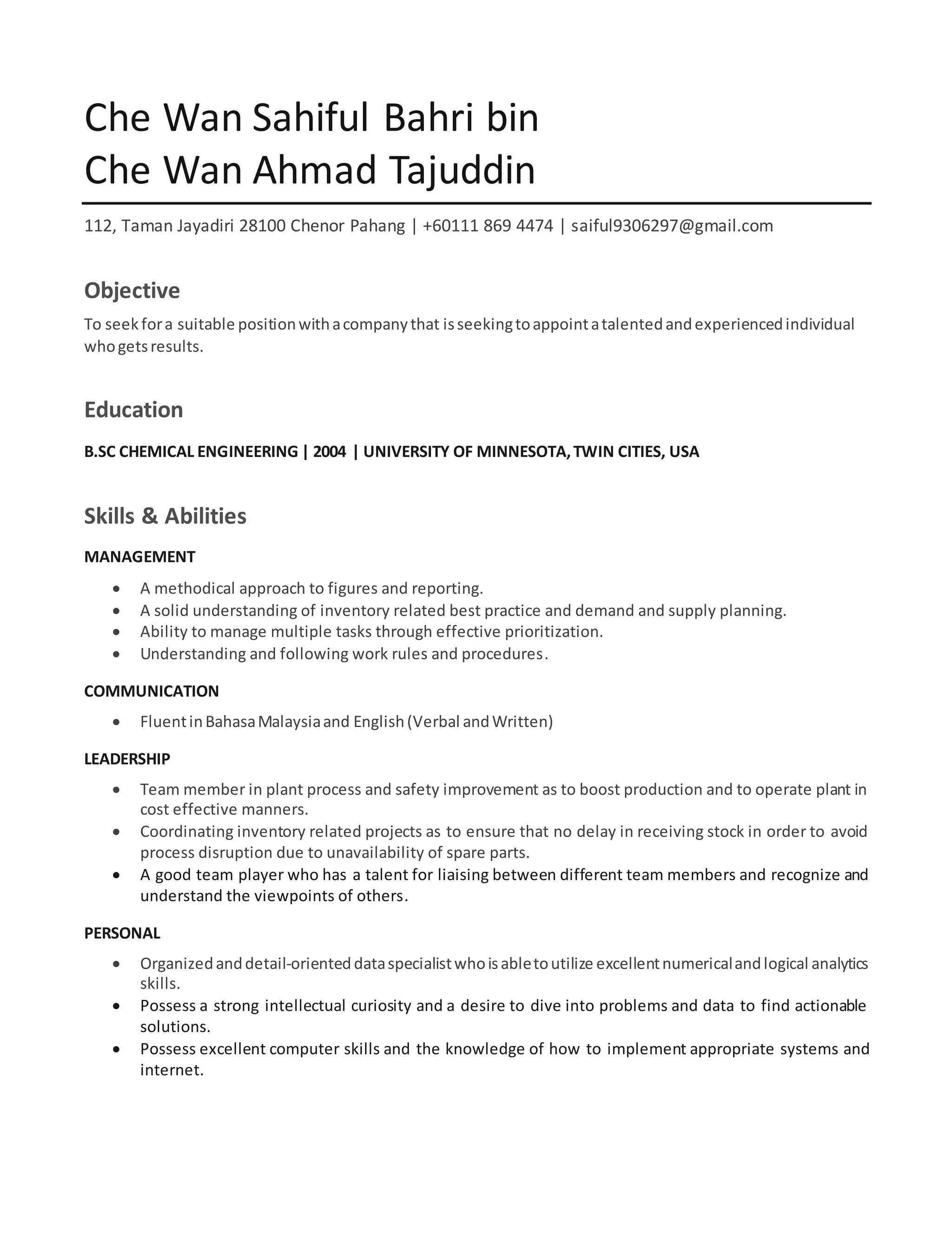 Sahiful's resume | PDF