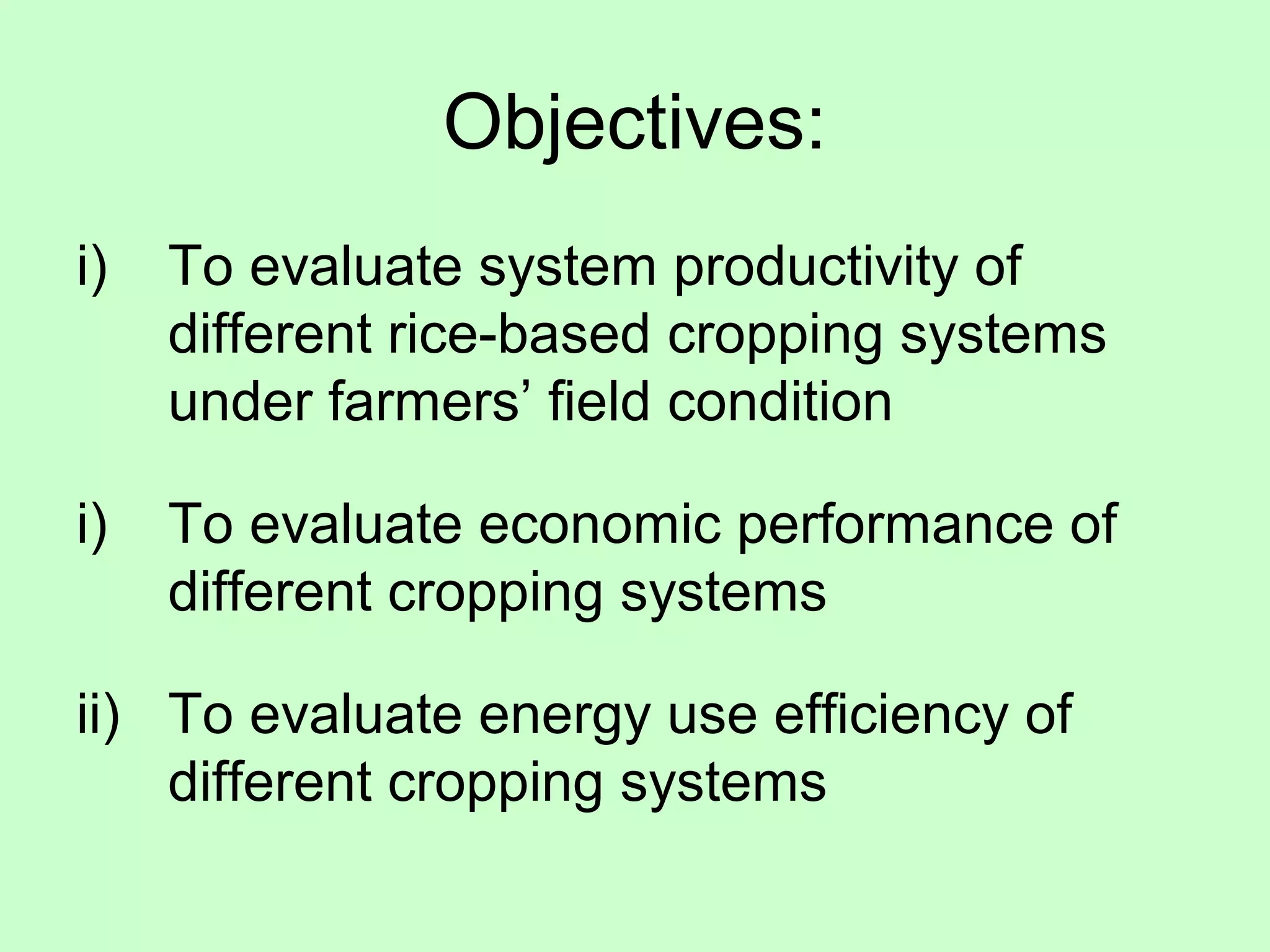 Diversification of rice-based cropping system and their impact on ...