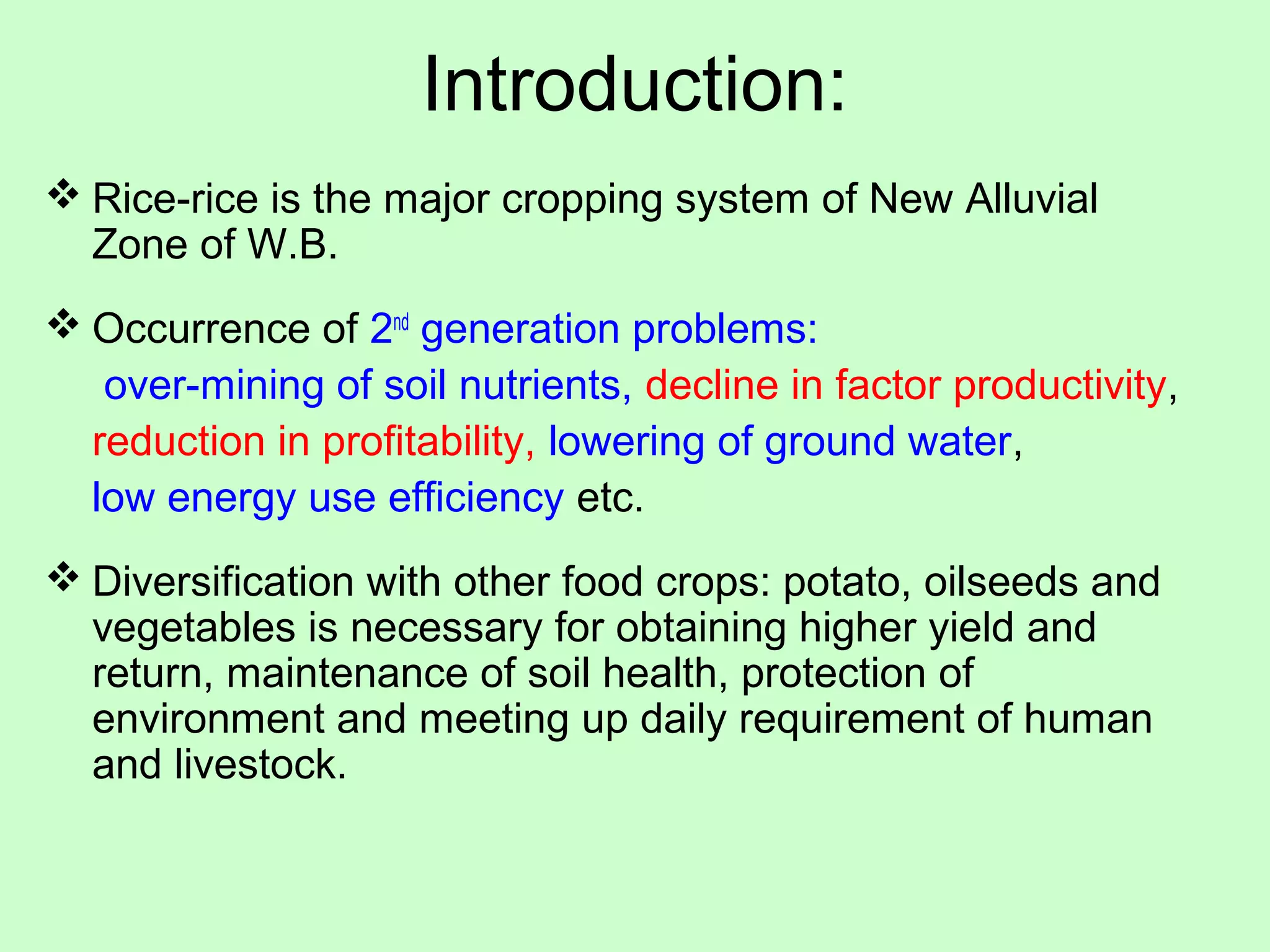 Diversification of rice-based cropping system and their impact on ...