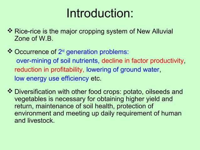 Diversification of rice-based cropping system and their impact on ...