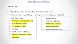 cold water sanitary plumbing system requirement design for renovation ...