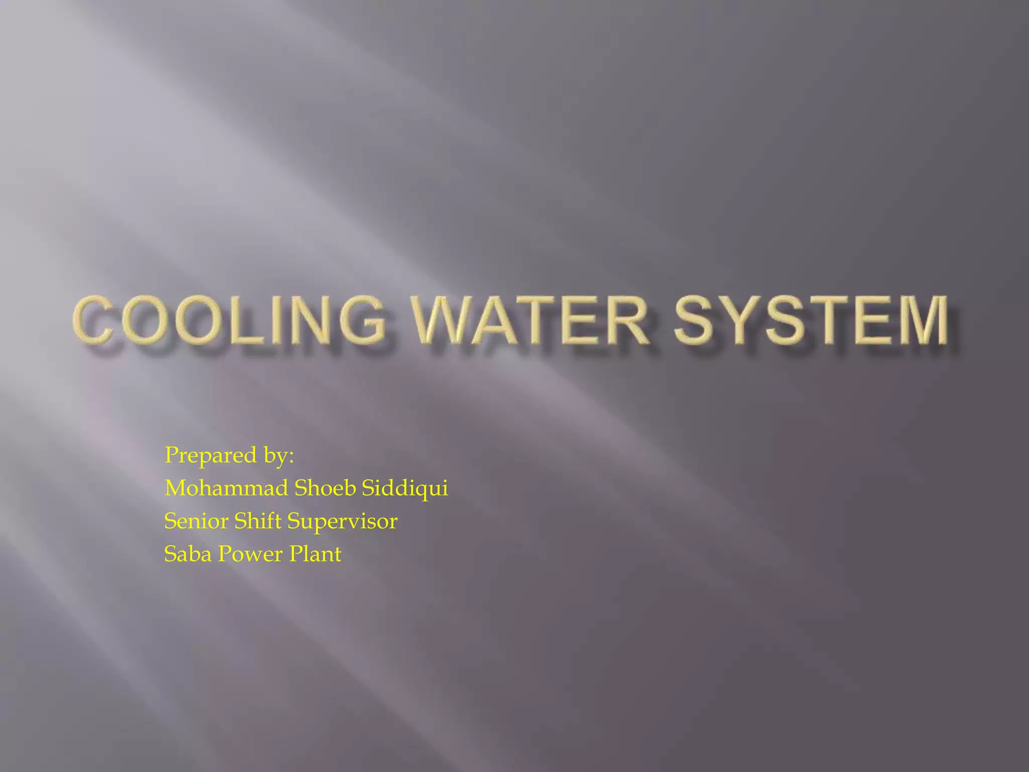 Cooling water (CW) system | PPSX
