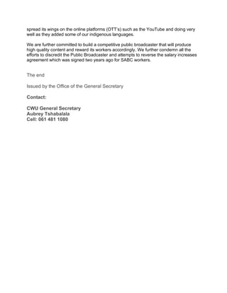 CWU Press Release | PDF