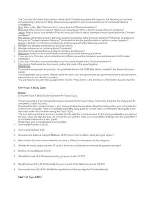 Cwv 101 all weeks dq and assignments – entire course | DOCX