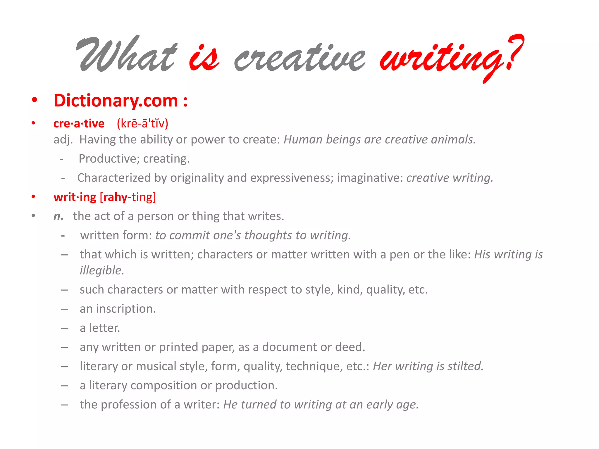 What is Creative Writing? | PPT